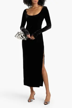 Norma Kamali Stretch-velvet Midi Dress