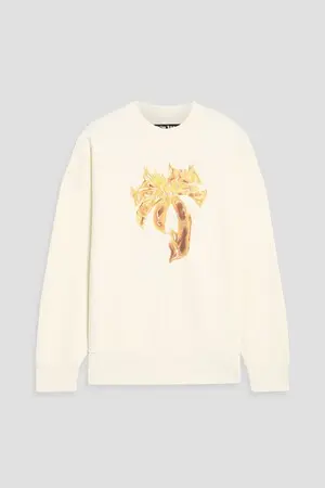 Palm Angels Printed Cotton-terry Sweatshirt - Cream