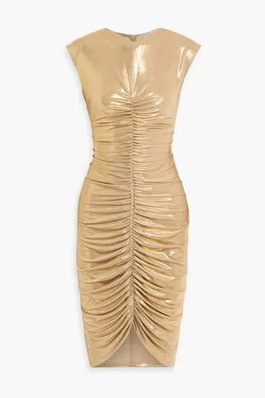 Norma Kamali Ruched Stretch-lamé Dress