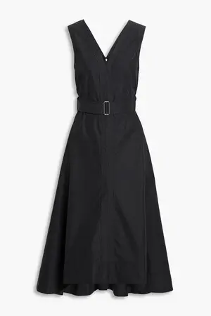 3.1 Phillip Lim Belted Cotton-Blend Poplin Midi Dress - Black