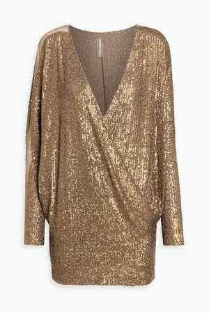Norma Kamali Draped Sequined Mini Dress