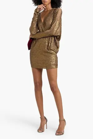 Norma Kamali Draped Sequined Mini Dress