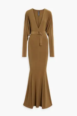 Norma Kamali Belted Stretch-jersey Gown