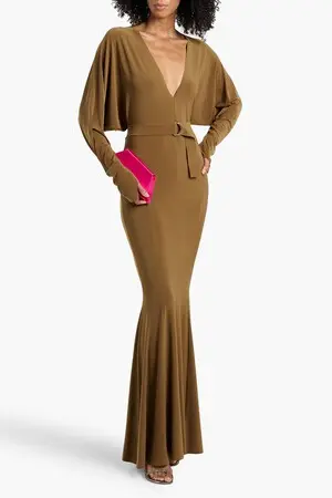 Norma Kamali Belted Stretch-jersey Gown