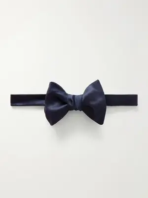 Brunello Cucinelli Self-tie Cotton And Silk-blend Bow Tie - Blue