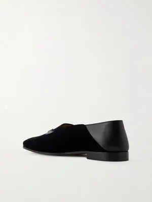 Valentino Garavani Embellished Suede And Leather Loafers