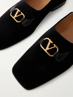 Valentino Garavani Embellished Suede And Leather Loafers