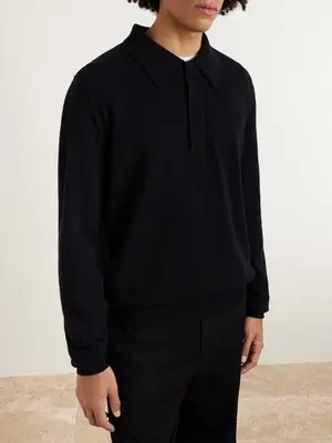 JIL SANDER Wool Polo Shirt - Black