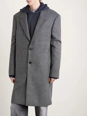 Acne Studios Otam Houndstooth Wool Coat - Black
