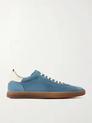 Officine Creative Halo 001 Leather-trimmed Suede Sneakers - Blue