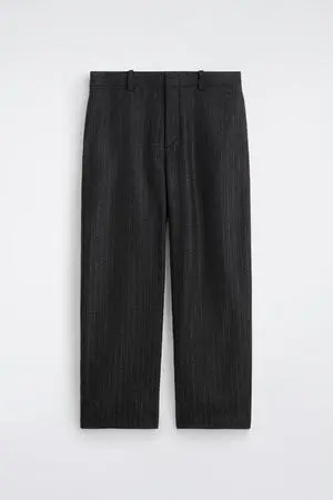 Cos Pinstriped Wool Relaxed-fit Tapered Pants - Gray