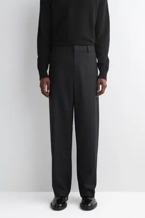 Cos Pinstriped Wool Relaxed-fit Tapered Pants - Gray