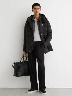 REISS Lebane Detachable-hood Quilted Puffer Coat