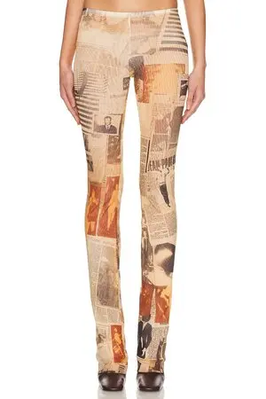 Jean Paul Gaultier Printed Mesh Trousers - Ecru, Light Grey, & Red