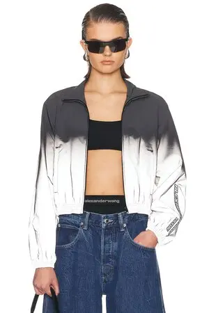 Alexander Wang Reflective Shrunken Track Jacket - Silver & Black