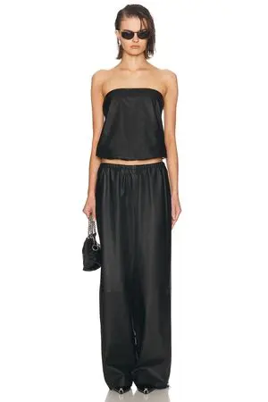 Alexander Wang Strapless Leather Bubble Top