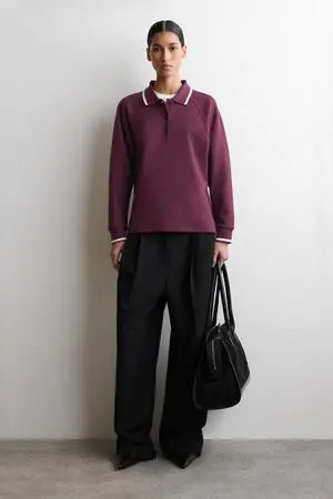 Cos Contrast-tipped Cotton Blend Polo Top