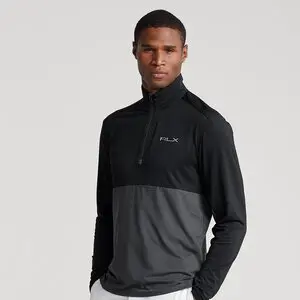 Ralph Lauren Stretch Jersey Quarter-Zip Pullover Polo Black/barclay Heathe