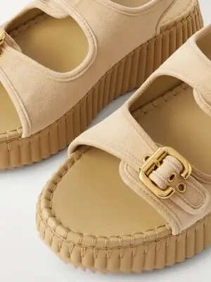 Chloé Nama Suede Platform Sandals - Neutrals
