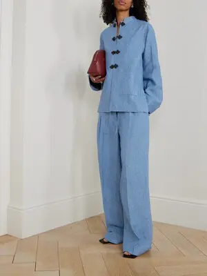 RÓHE Linen Wide-leg Trousers - Blue