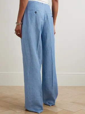 RÓHE Linen Wide-leg Trousers - Blue