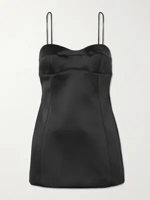 RÓHE Paneled Duchesse-satin Peplum Bustier Top - Black