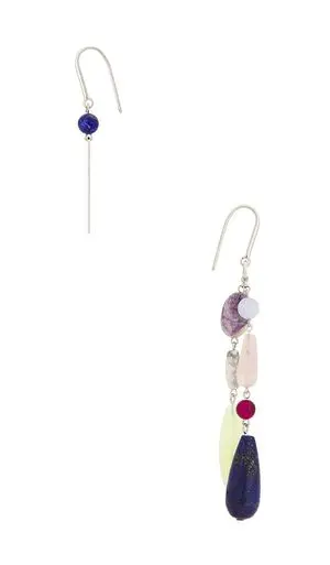 Isabel Marant Mahi Asymmetric Earrings - Blue & Silver