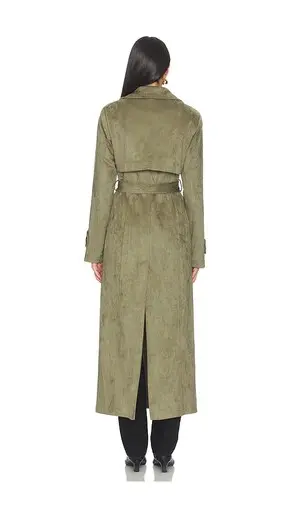 SNDYS. Sutton Faux Suede Trench Coat - Olive