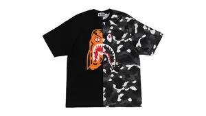 A BATHING APE City Camo Tiger Shark Relaxed Fit Tee Shirt (fw25) - Black