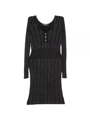 Versace Ribbed Knit Midi Dress With Medusa Buttons