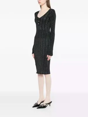 Versace Ribbed Knit Midi Dress With Medusa Buttons