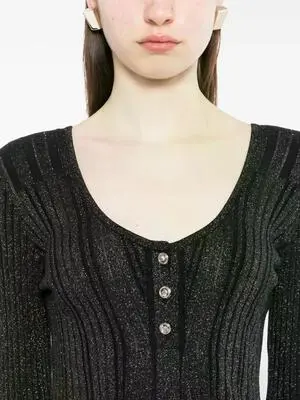 Versace Ribbed Knit Midi Dress With Medusa Buttons