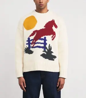 Ami Wool-blend Horse Intarsia Sweater