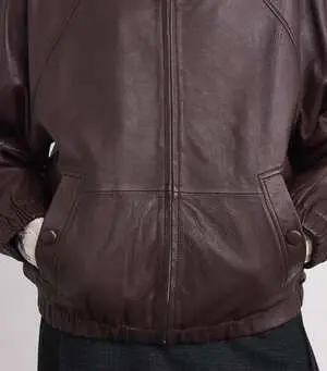 Sandro Raglan-sleeve Leather Jacket - Brown