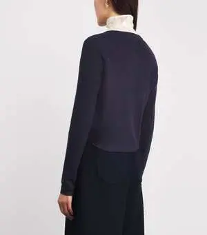 Maje Wool Rib-knit Bow Cardigan - Blue
