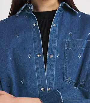 Maje Denim Rhinestone Shirt