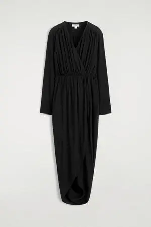 Cos Gathered Midi Wrap Dress