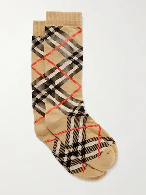 Burberry Checked Cotton-blend Socks - Neutrals