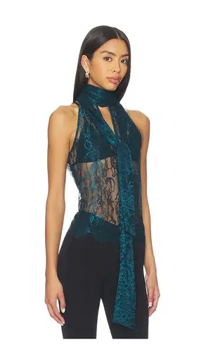 L'Agence Reece Lace Tie Neck Sleeveless Blouse