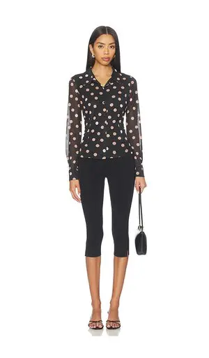 Sanctuary Fitted Mesh Button Down Top
