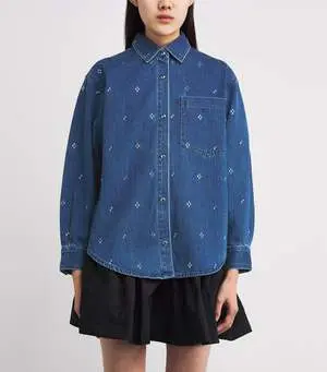 Maje Denim Rhinestone Shirt