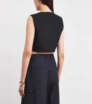 Sandro Cropped Sleeveless Corset Top - Black