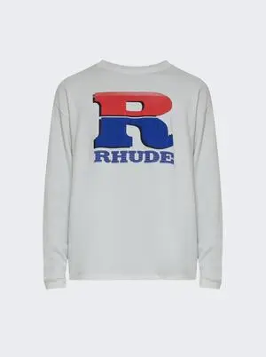 Rhude Split Petrol Logo Long Sleeve Tee Vintage And Red - White