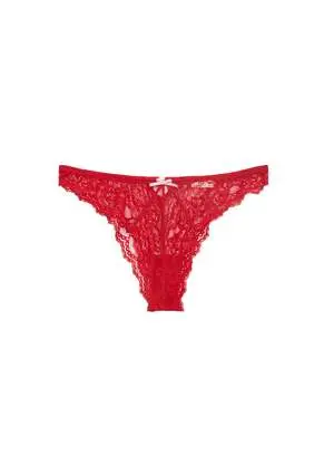 Fleur Du Mal Bianca Lace Cheeky - Rouge