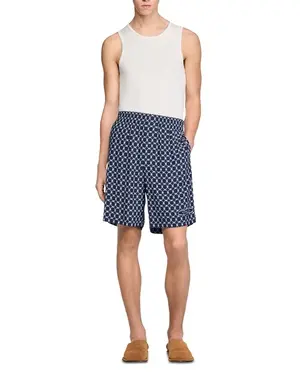 Sandro Printed Floaty Shorts - Navy Blue