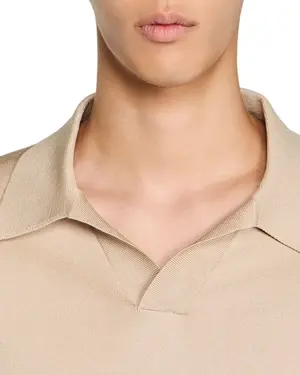 Sandro Pablo Short Sleeve V Neck Polo Shirt - Beige