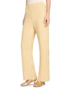 Sandro Rhinestone Knit Pants - Gold