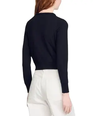 Sandro Round Neck Cropped Cardigan Sweater
