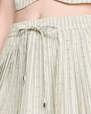 Sandro Short Rhinestone Striped Skirt - Ecru