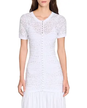 Sandro Beaded Knit Maxi Dress - White